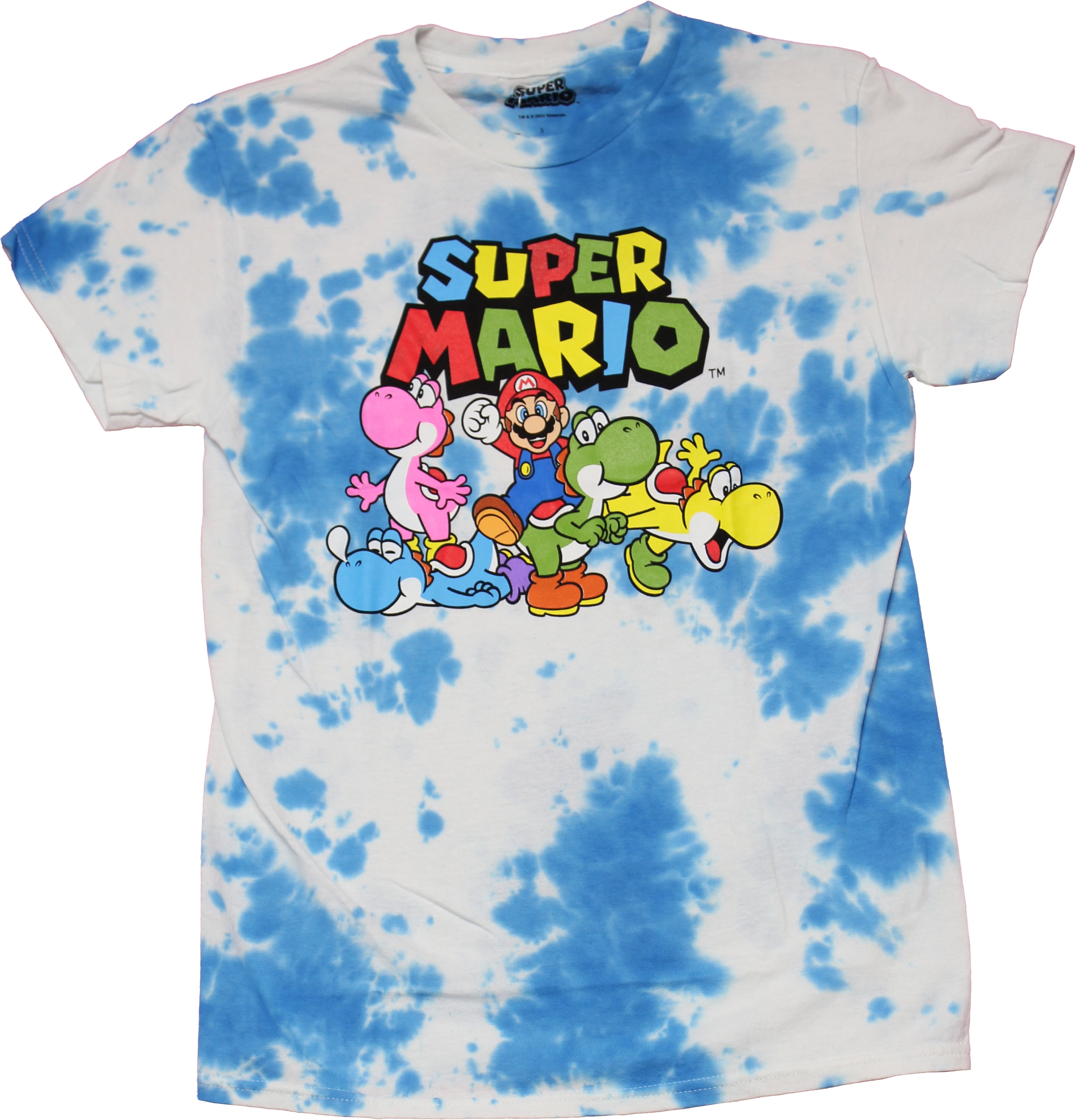 Super Mario Brother Mens T-Shirt - Group Tie Dye Under Logo (Medium ...