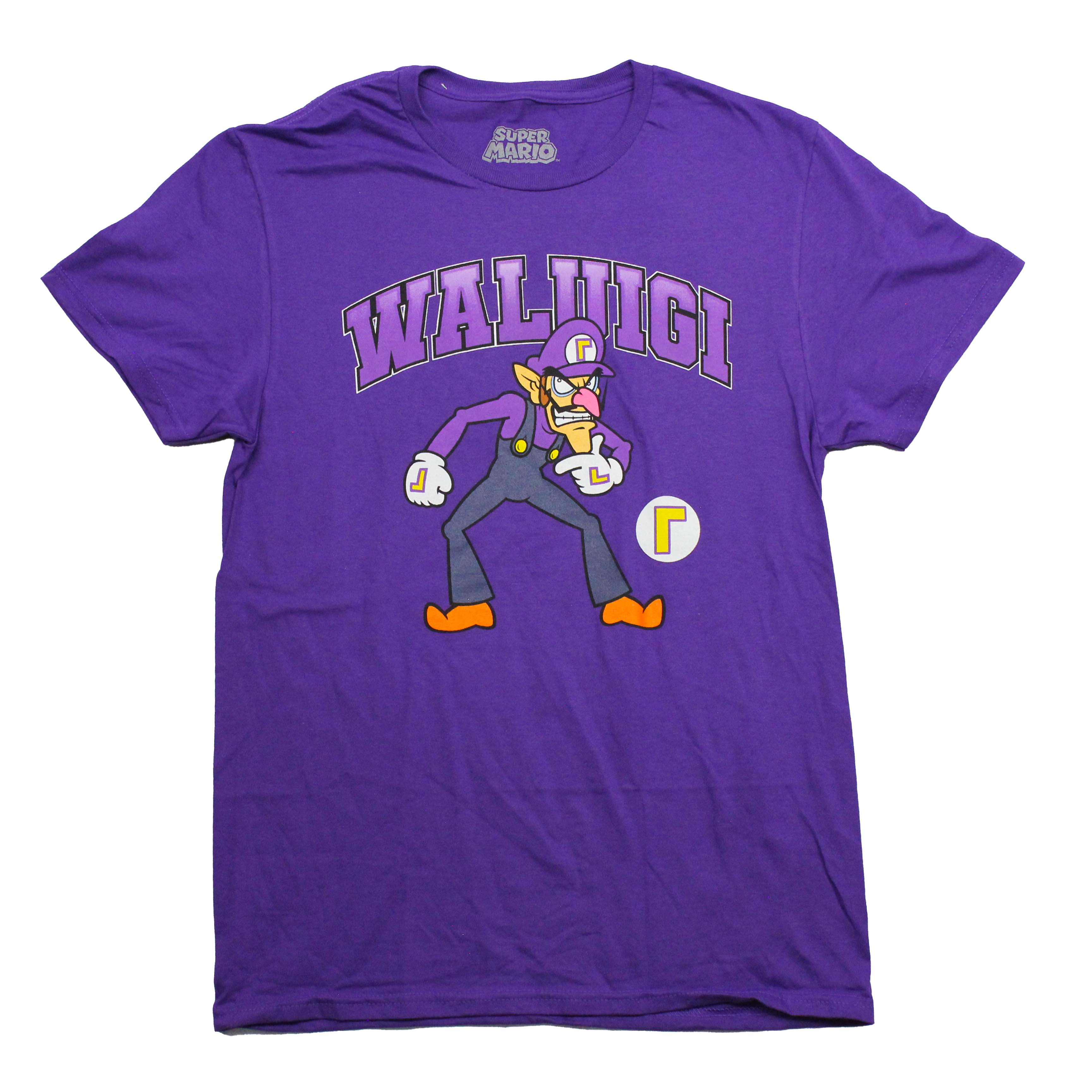 Super Mario Brother Mens T-Shirt - Waluigi Standing Under Name (X-Small ...