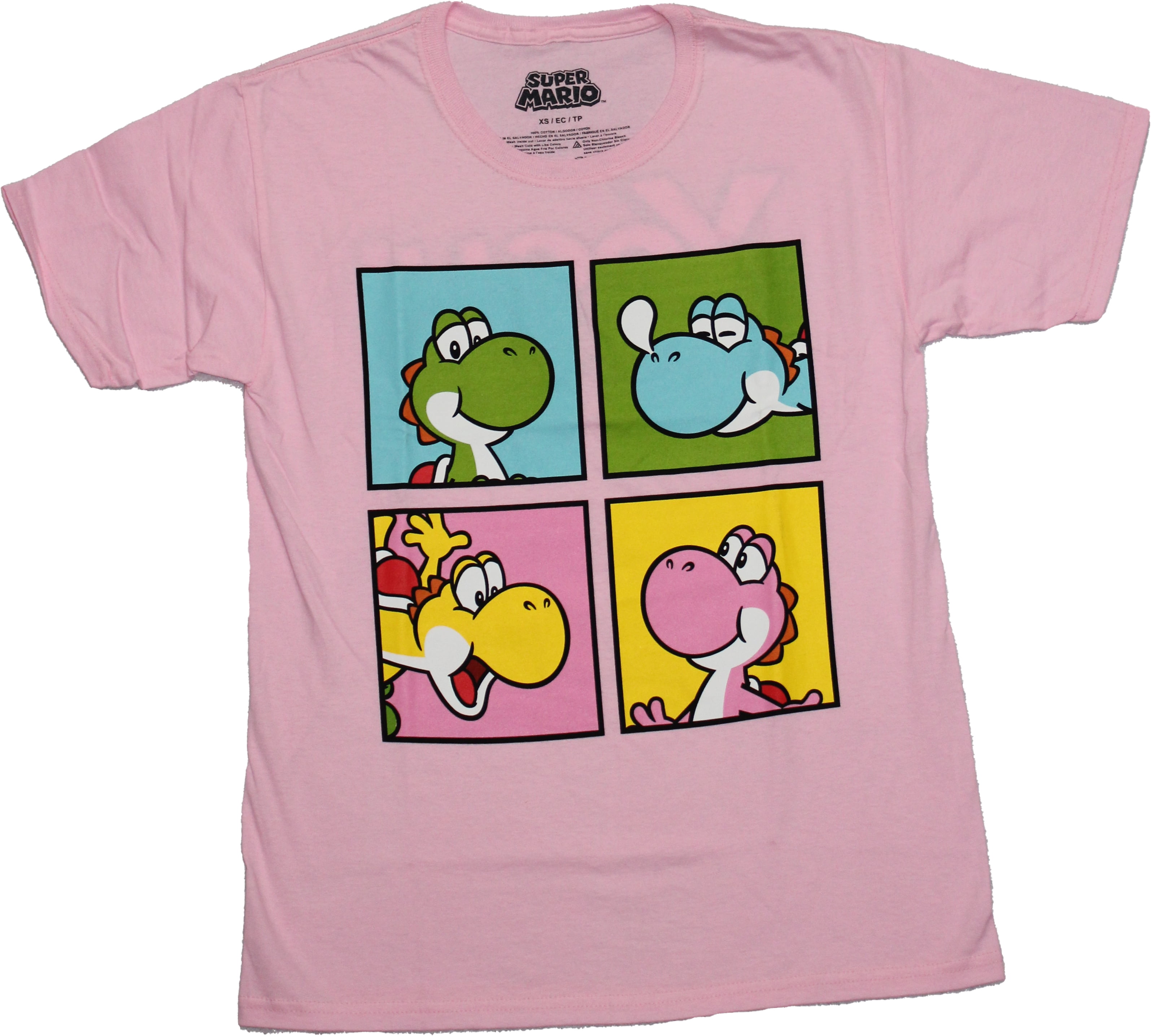 Super Mario Brother Mens T-Shirt - Yoshi 4 Box Images Yoshi Name Back ...