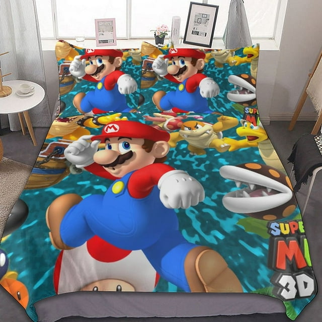 Super Mario Brothers 3 Piece Bedding Sets Decor Comforter Sets With One ...