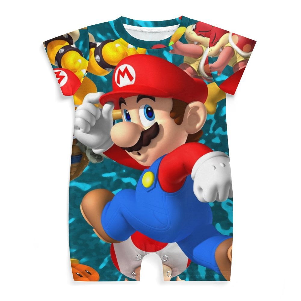 Super Mario Brothers Baby One-Piece Rompers Short Sleeve Bodysuits ...