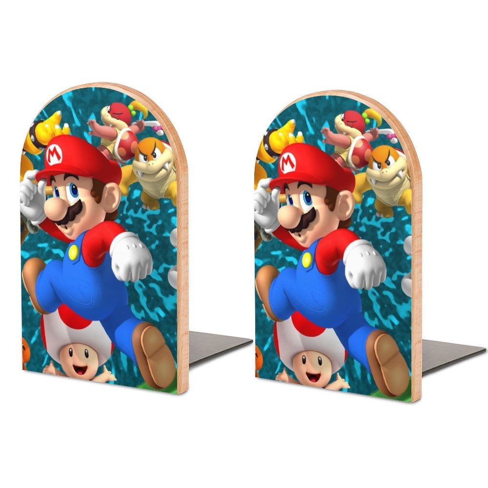 Super Mario Brothers Bookends Wood Book Divider Decorative Shelves Non ...