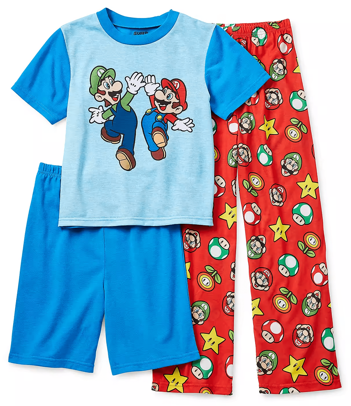 Super Mario Boys' 3-Piece Pajama Set, Size 4, Kids Sleepwear, Bedtime ...