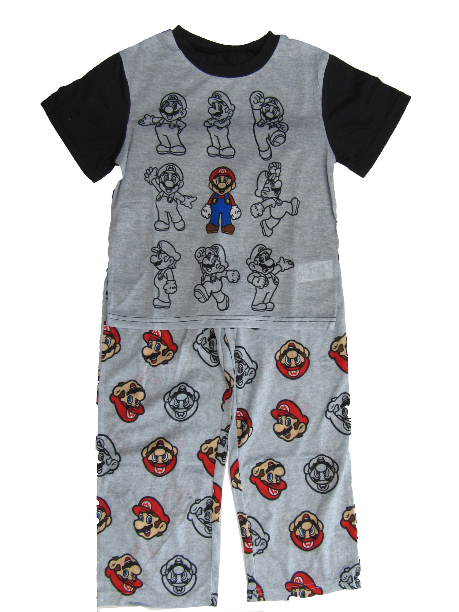Super Mario Brothers Boys Short Sleeve Shirt and Pants Pajamas Set ...