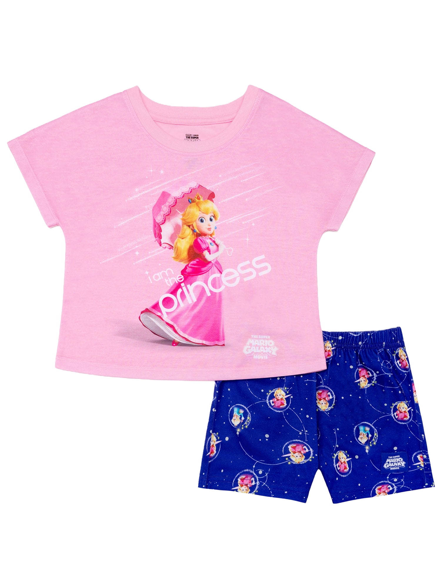 Super Mario Princess Peach Girls Short Sleeve and Shorts Pajama, 2 ...