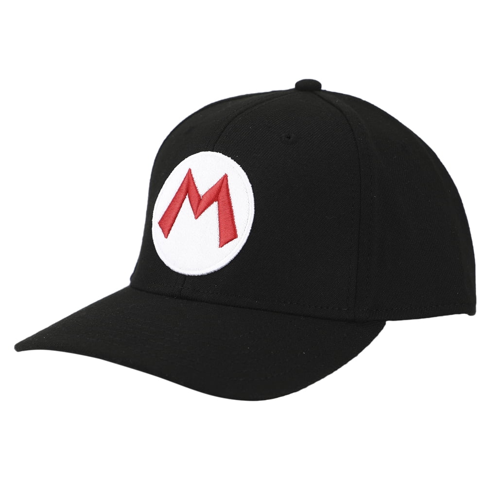 Super Mario Brothers Mario Embroidered Symbol Black Snapback Hat for ...