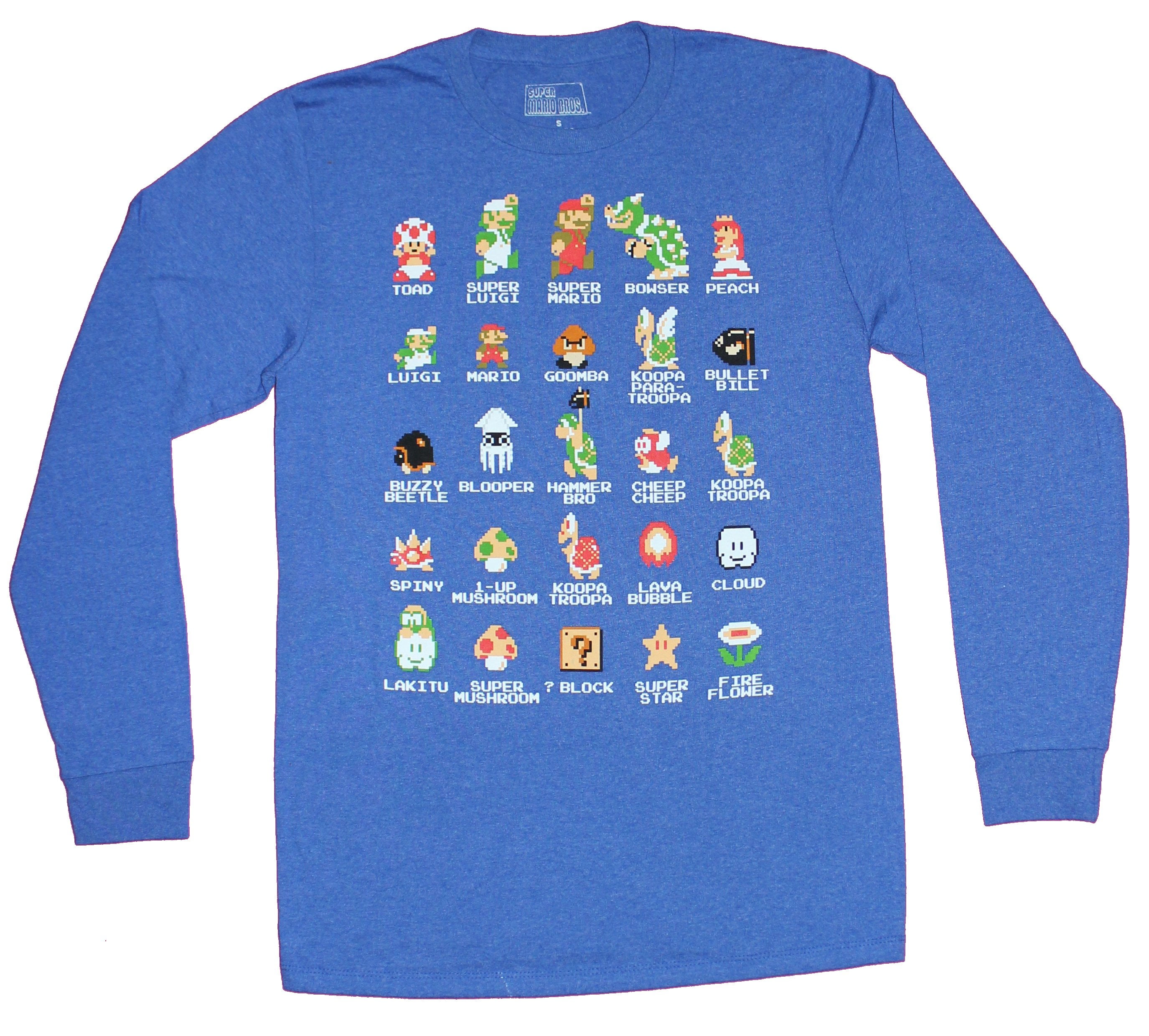 Super Mario Brothers Mens Long Sleeve T-Shirt - Classic Characters ...