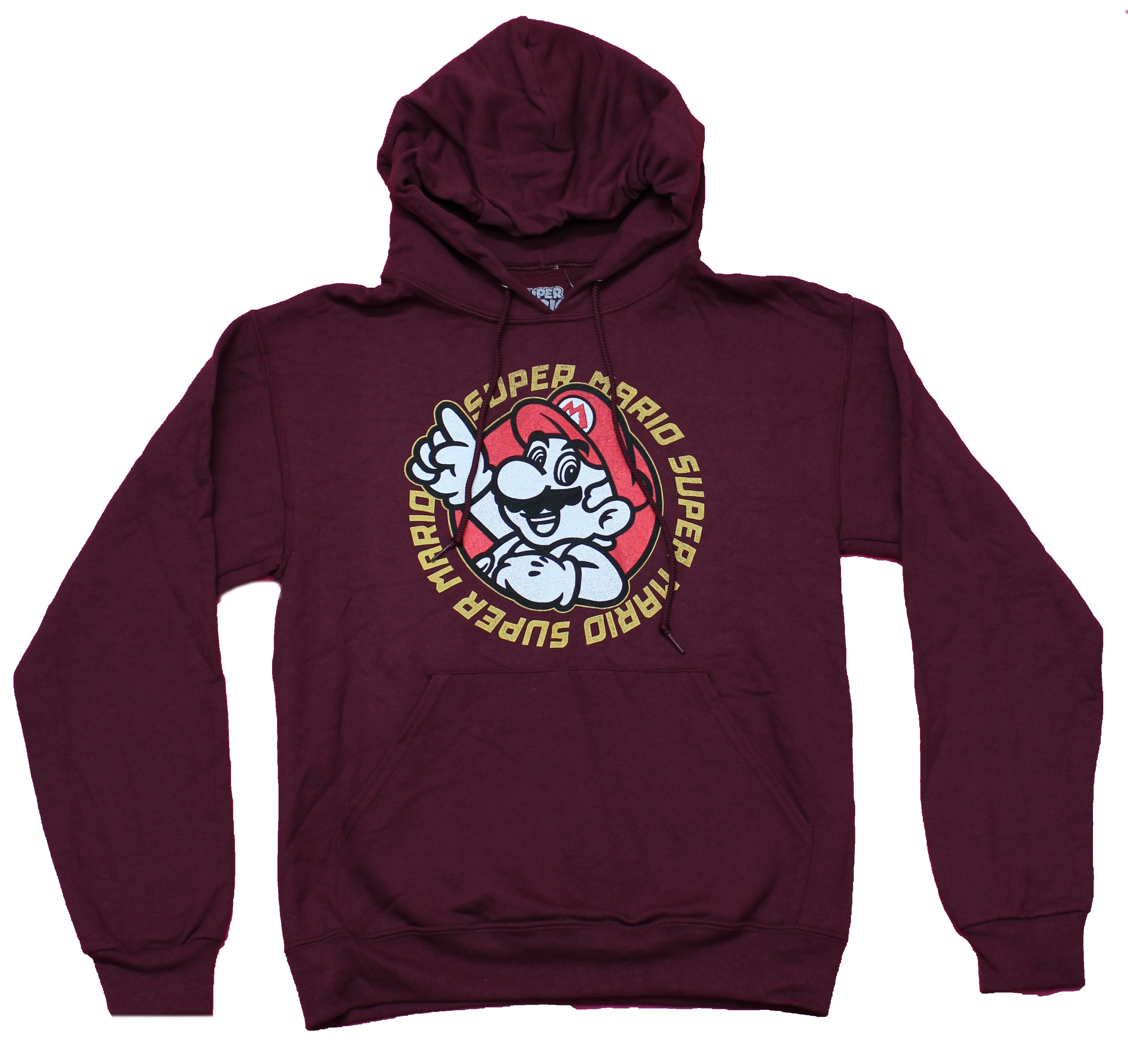 Super Mario Brothers Mens Pullover Hoodie - Circle Mario Logo Image ...