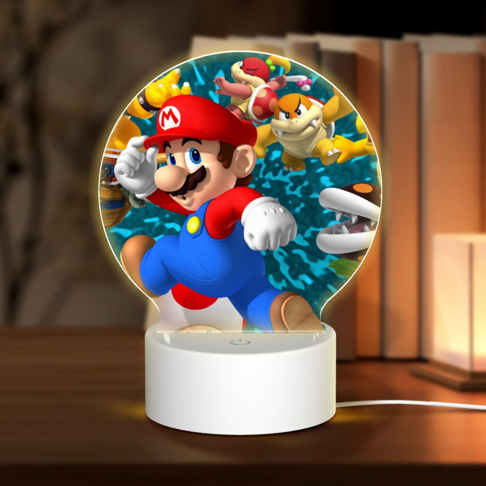 Super Mario Brothers Round Acrylic Night Light Decoration USB Cable LED ...