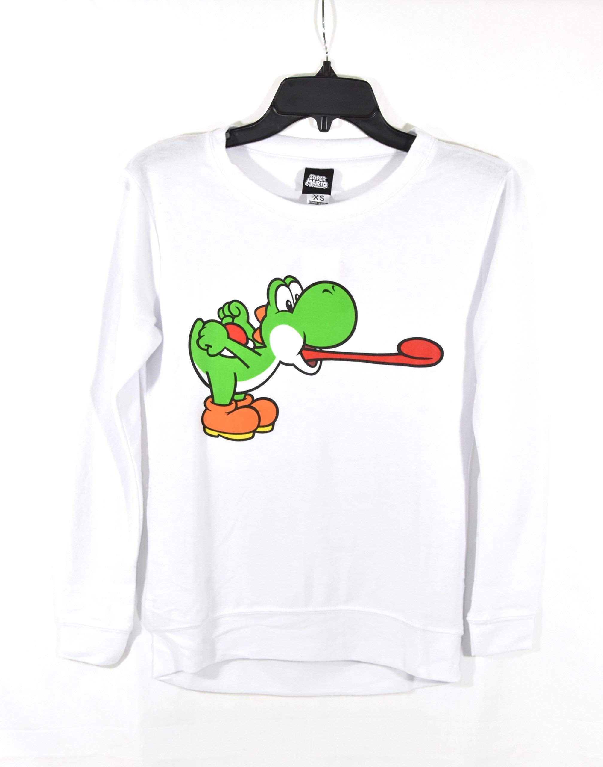Super Mario Brushed Fleece Sweatshirt - Juniors, White Yoshi, Medium, Each - Walmart.com