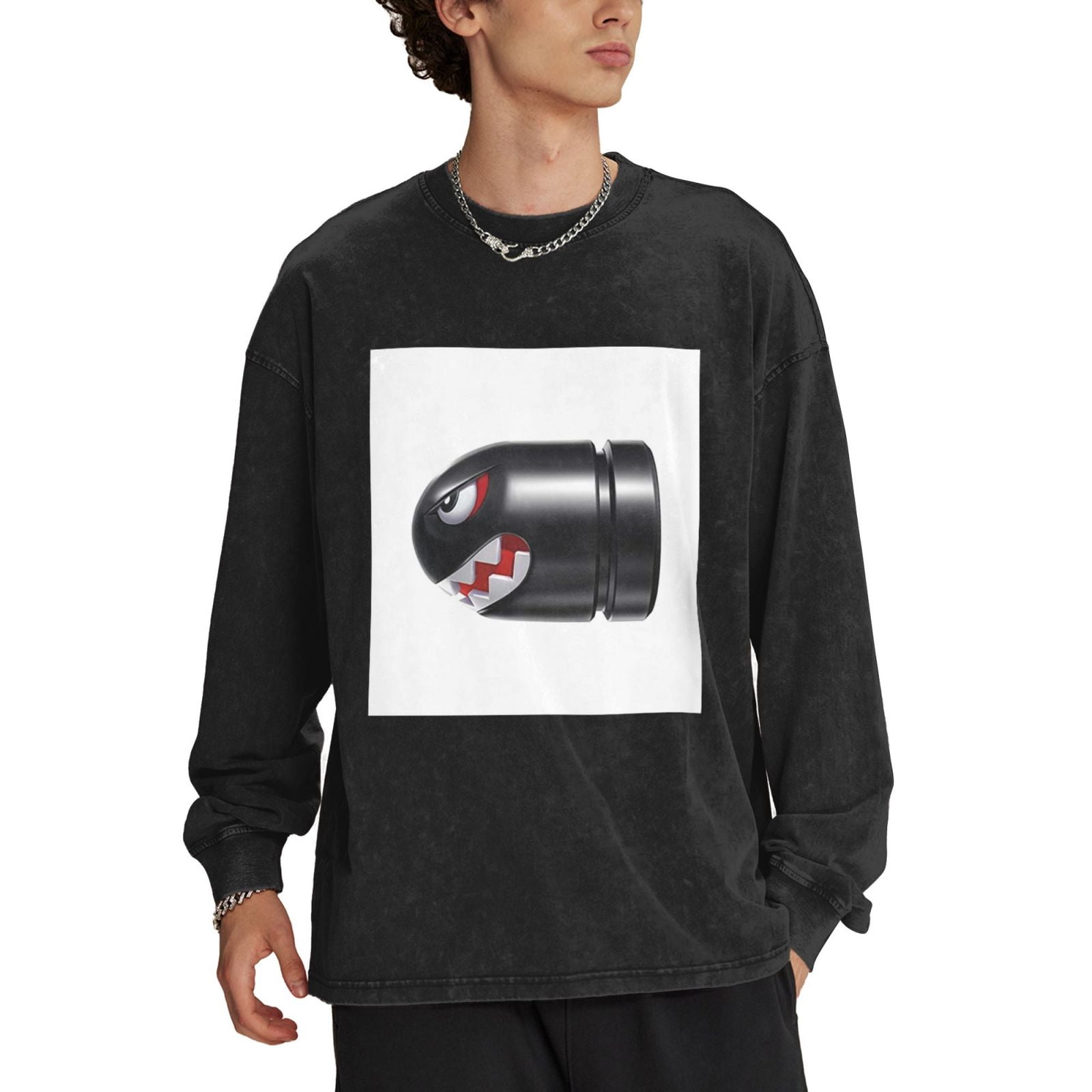 Super Mario Bullet Bill Long Sleeve Shirt Men's Heavy Weight Crew Neck ...