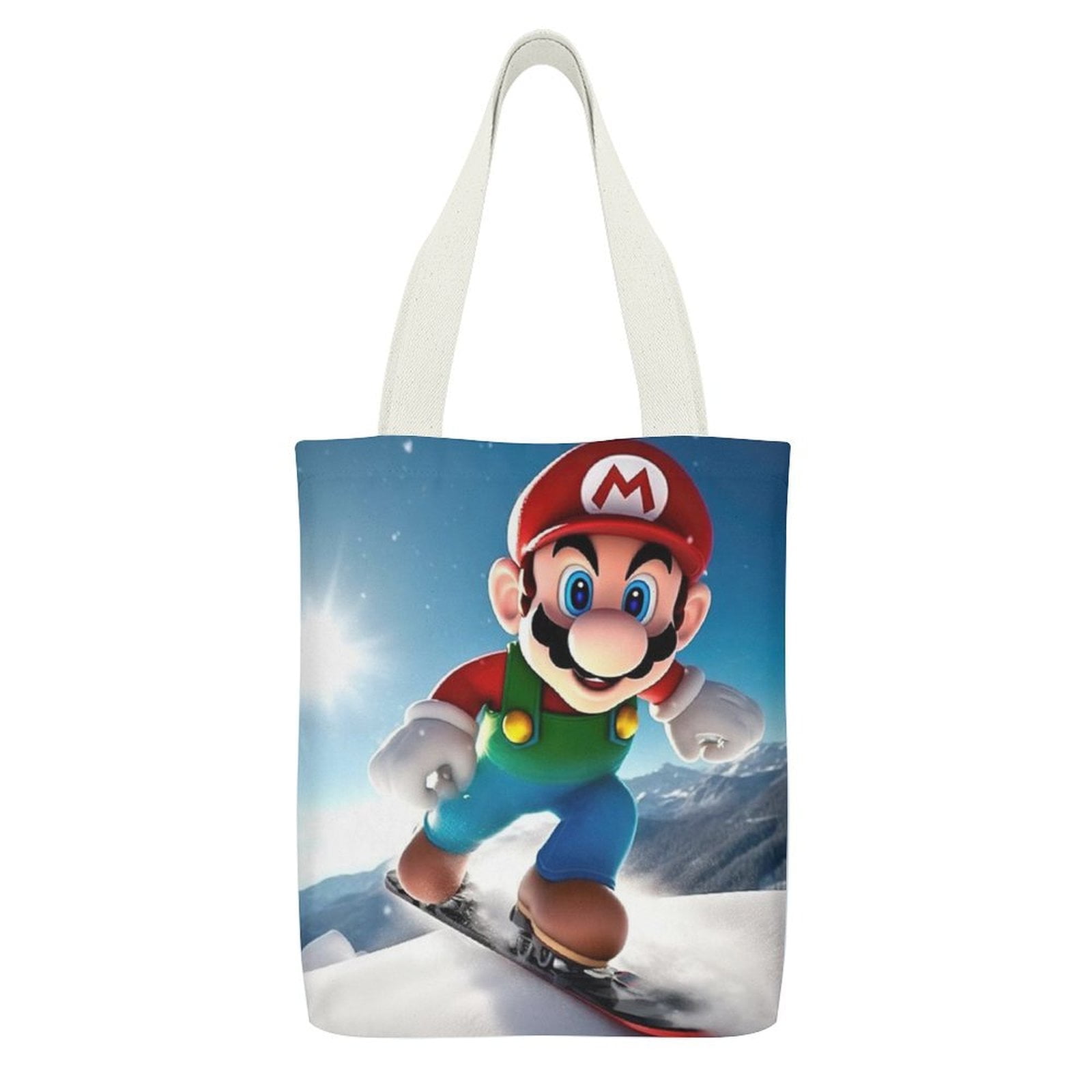 Super Mario Canvas Tote Bag Zipper Book Tote Bag Daily Shoulder Handbag ...