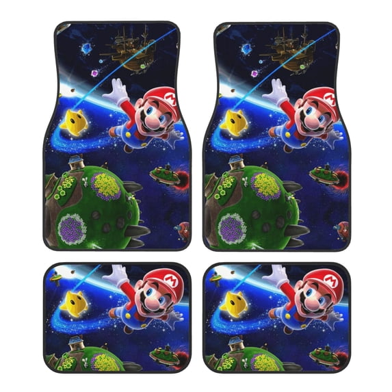 Super Mario Car Floor Mats Front Rear Floor Foot Mats 4-Piece Non-Slip ...