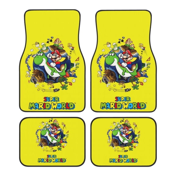 Super Mario Car Floor Mats Front Rear Floor Foot Mats 4-Piece Non-Slip ...