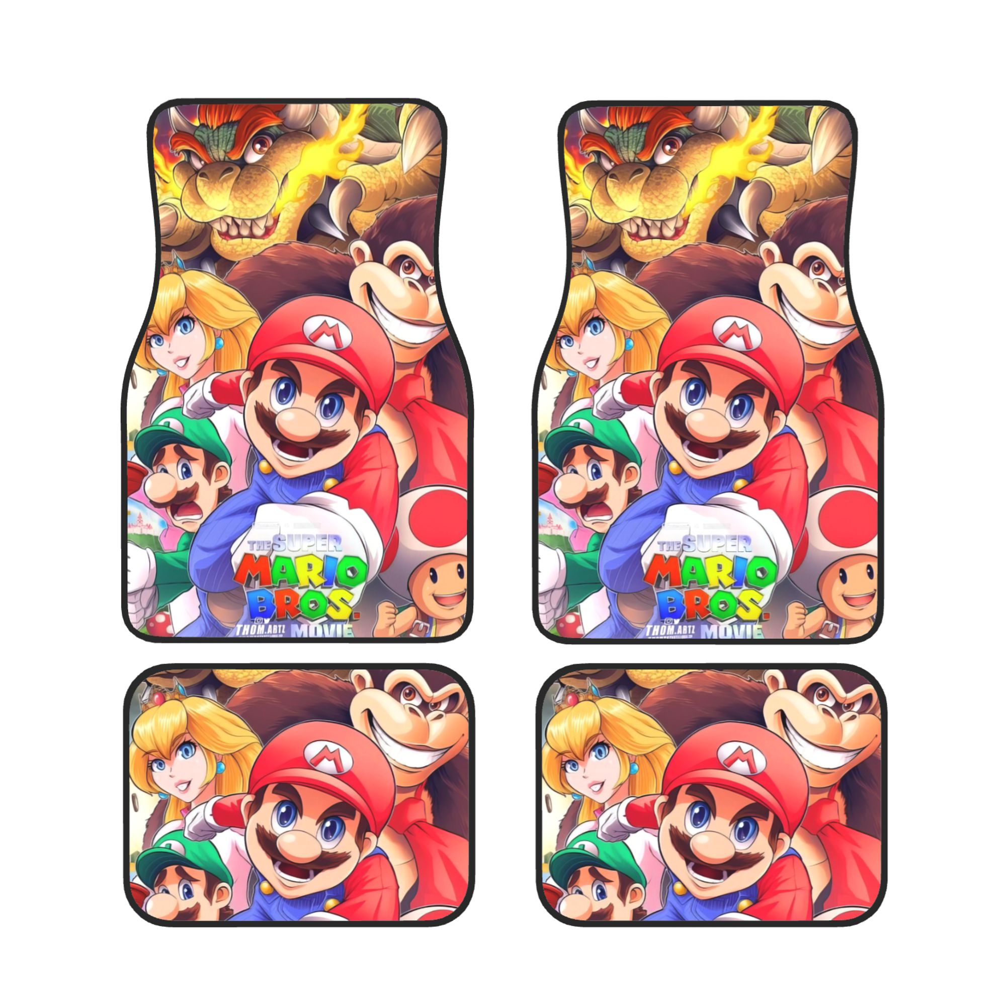 Super Mario Car Floor Mats for Front and Rear Foot Pads Car Accessories ...