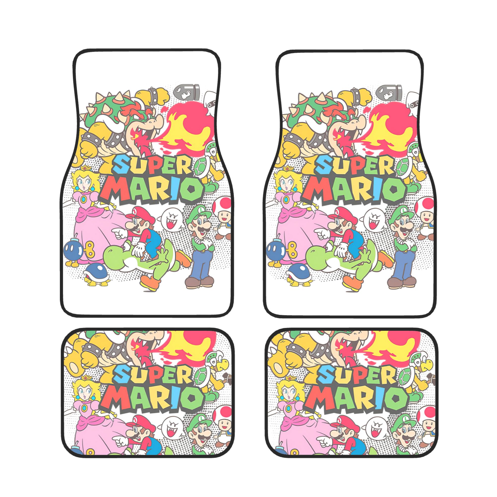 Super Mario Car Floor Mats for Front and Rear Foot Pads Car Accessories ...