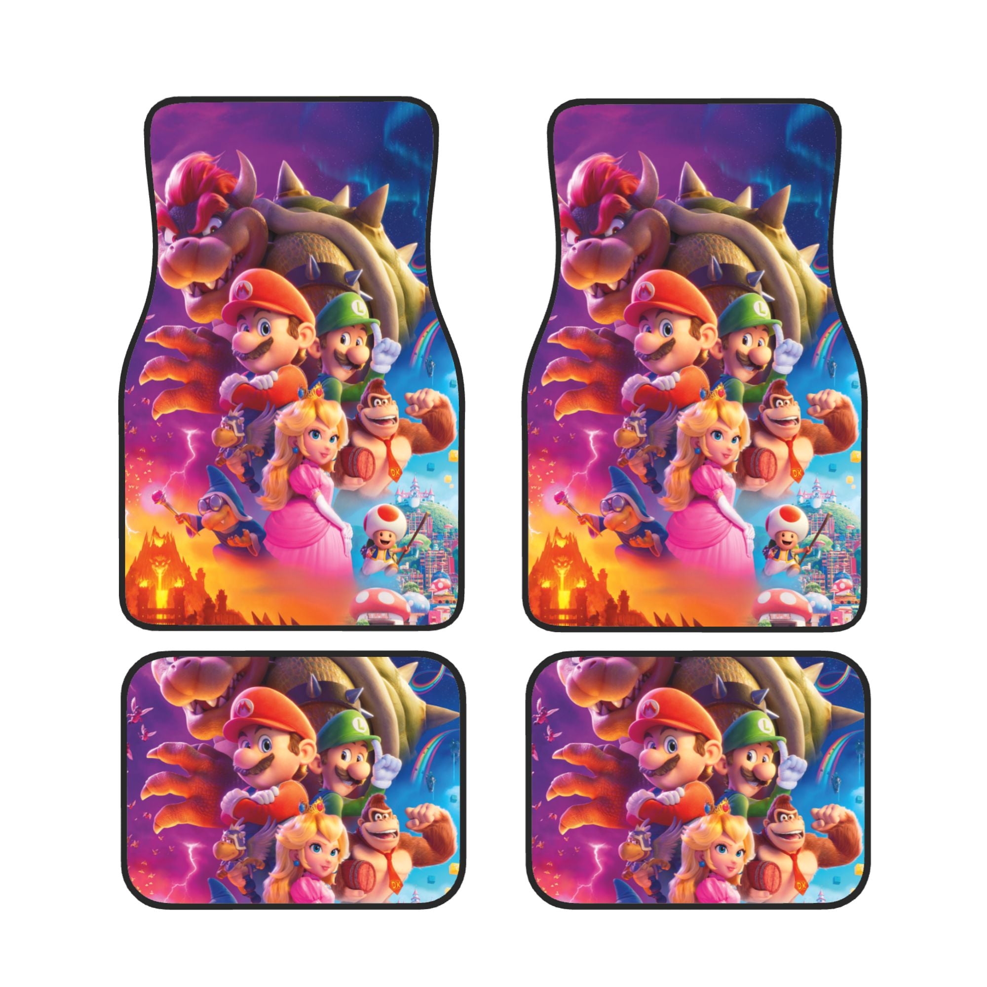 Super Mario Car Floor Mats for Front and Rear Foot Pads Car Accessories ...