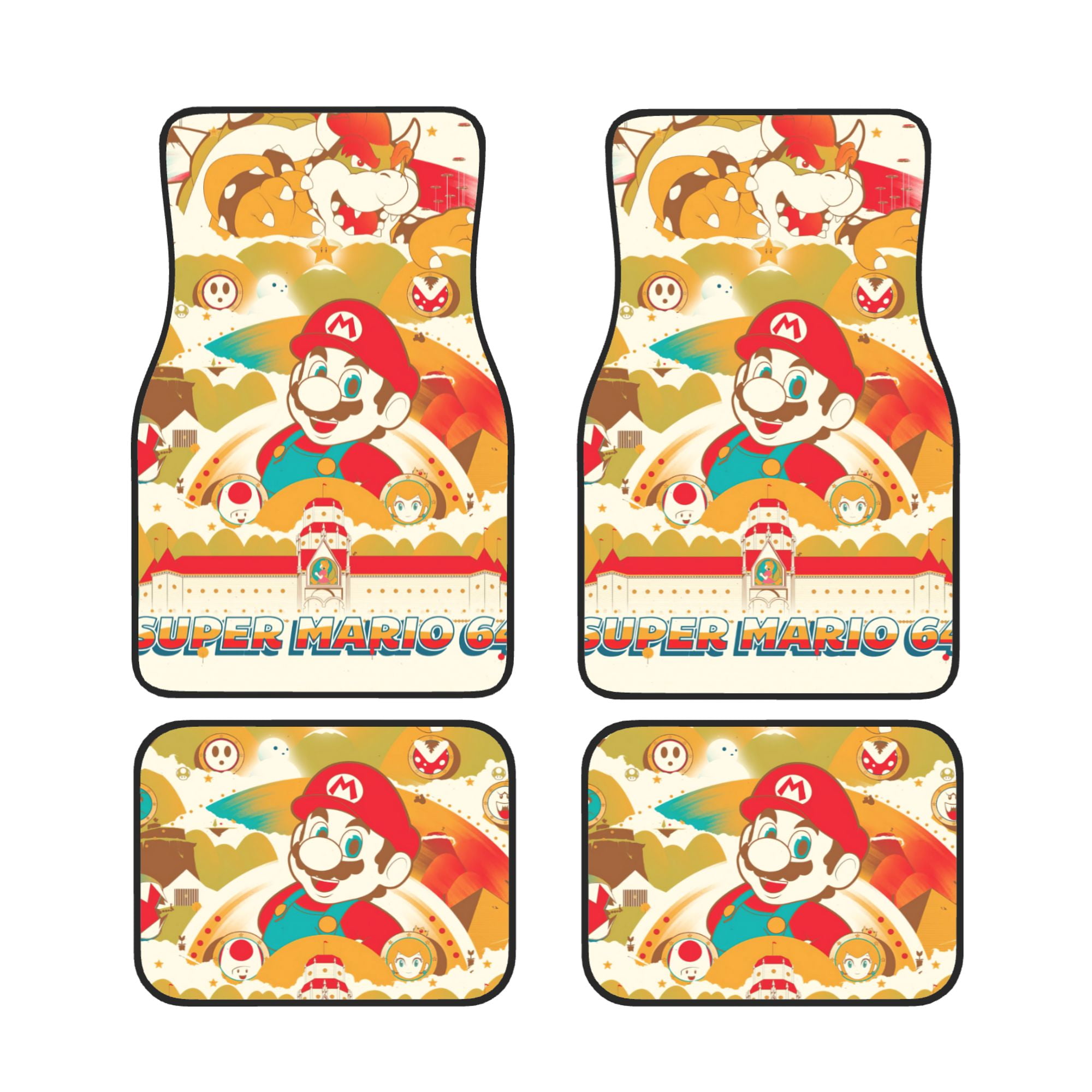 Super Mario Car Floor Mats for Front and Rear Foot Pads Car Accessories ...