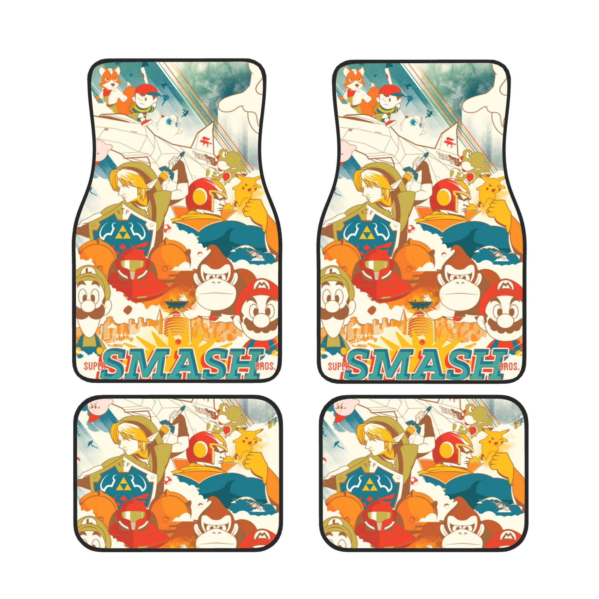 Super Mario Car Floor Mats for Front and Rear Foot Pads Car Accessories ...