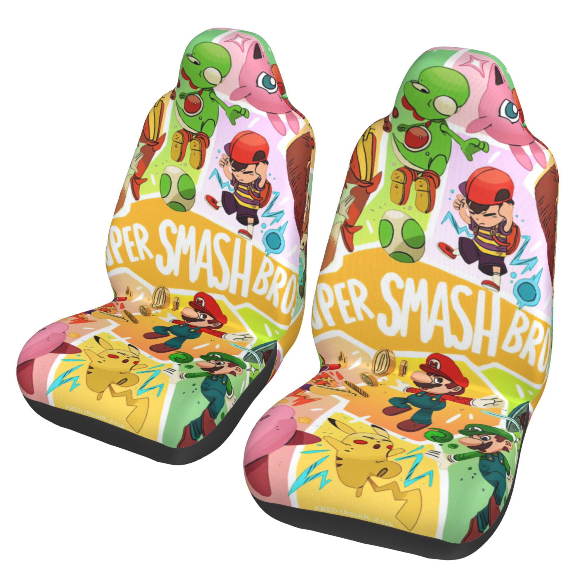Super Mario Car Seat Covers Set of 2, Front Seat Accessories Protector ...