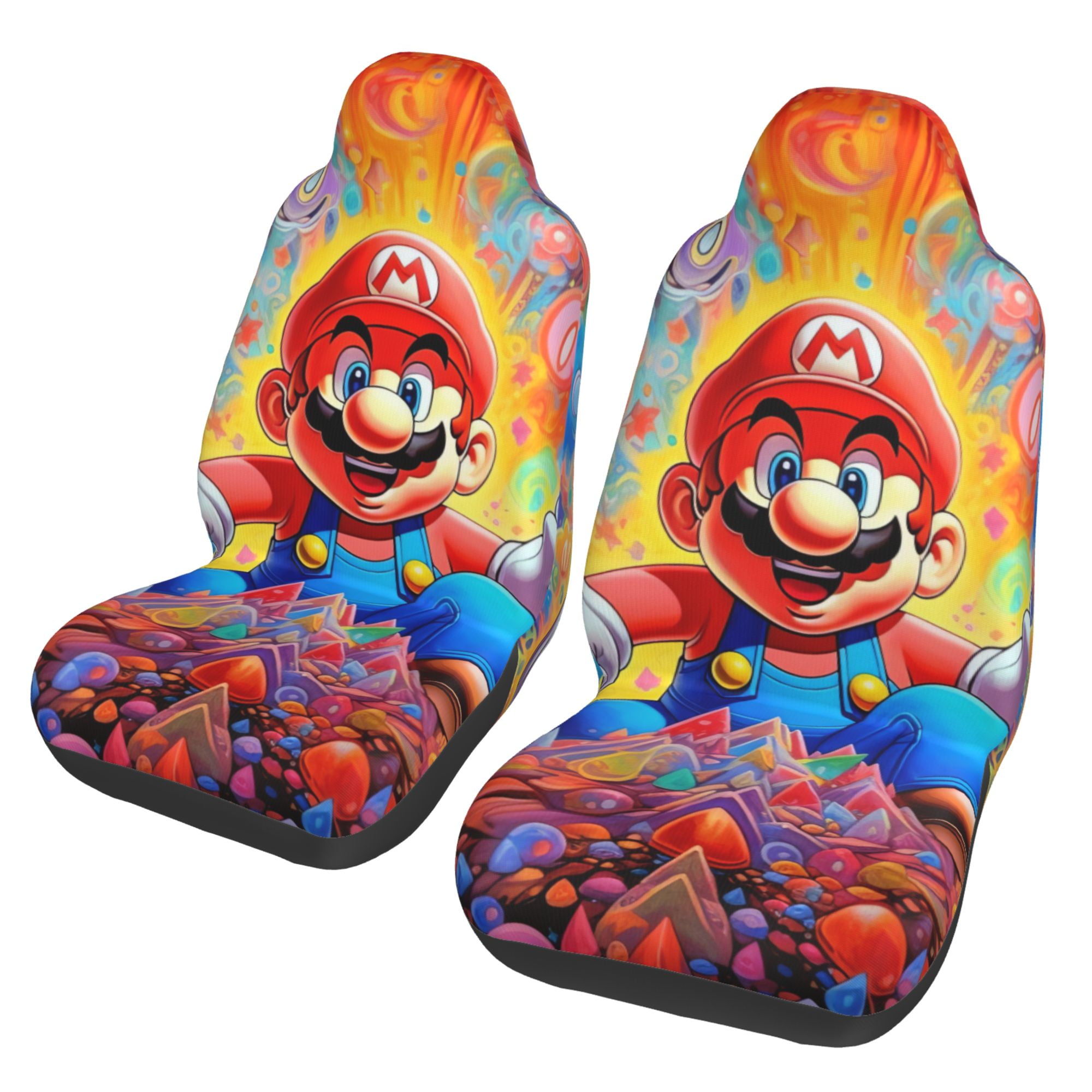 Super Mario Car Seat Covers Set of 2, Front Seat Accessories Protector ...