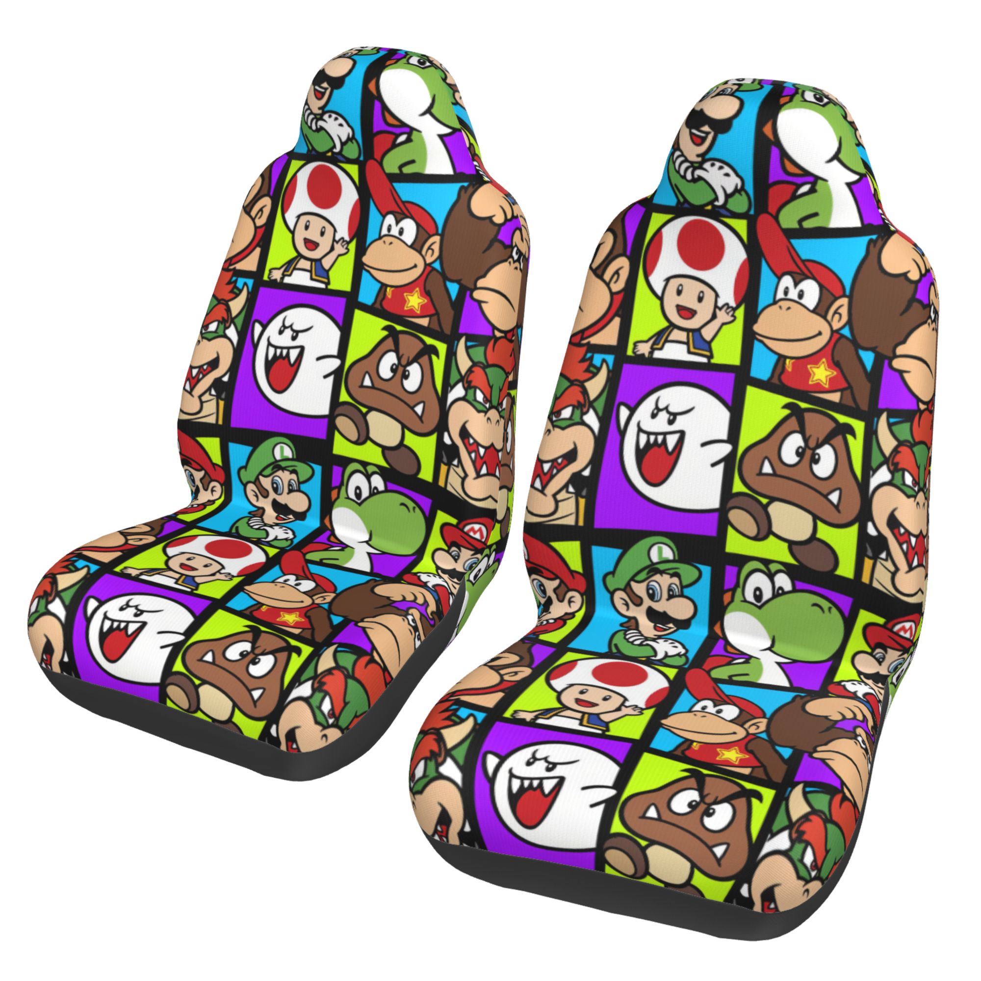 Super Mario Car Seat Covers Set of 2, Front Seat Accessories Protector ...