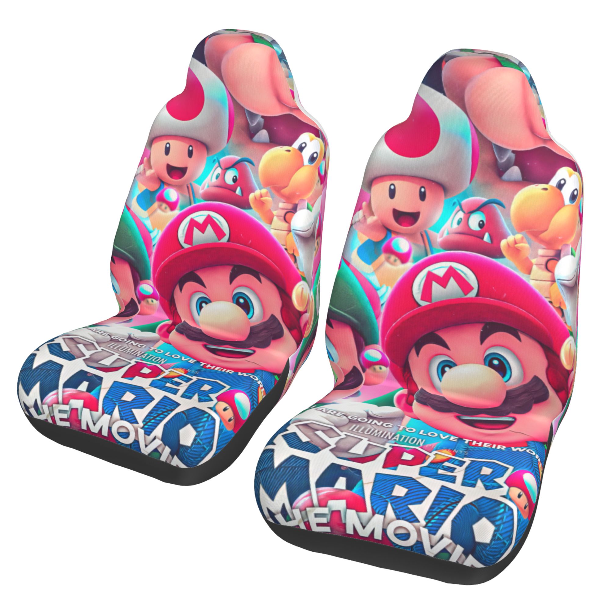 Super Mario Car Seat Covers Set of 2, Front Seat Accessories Protector ...