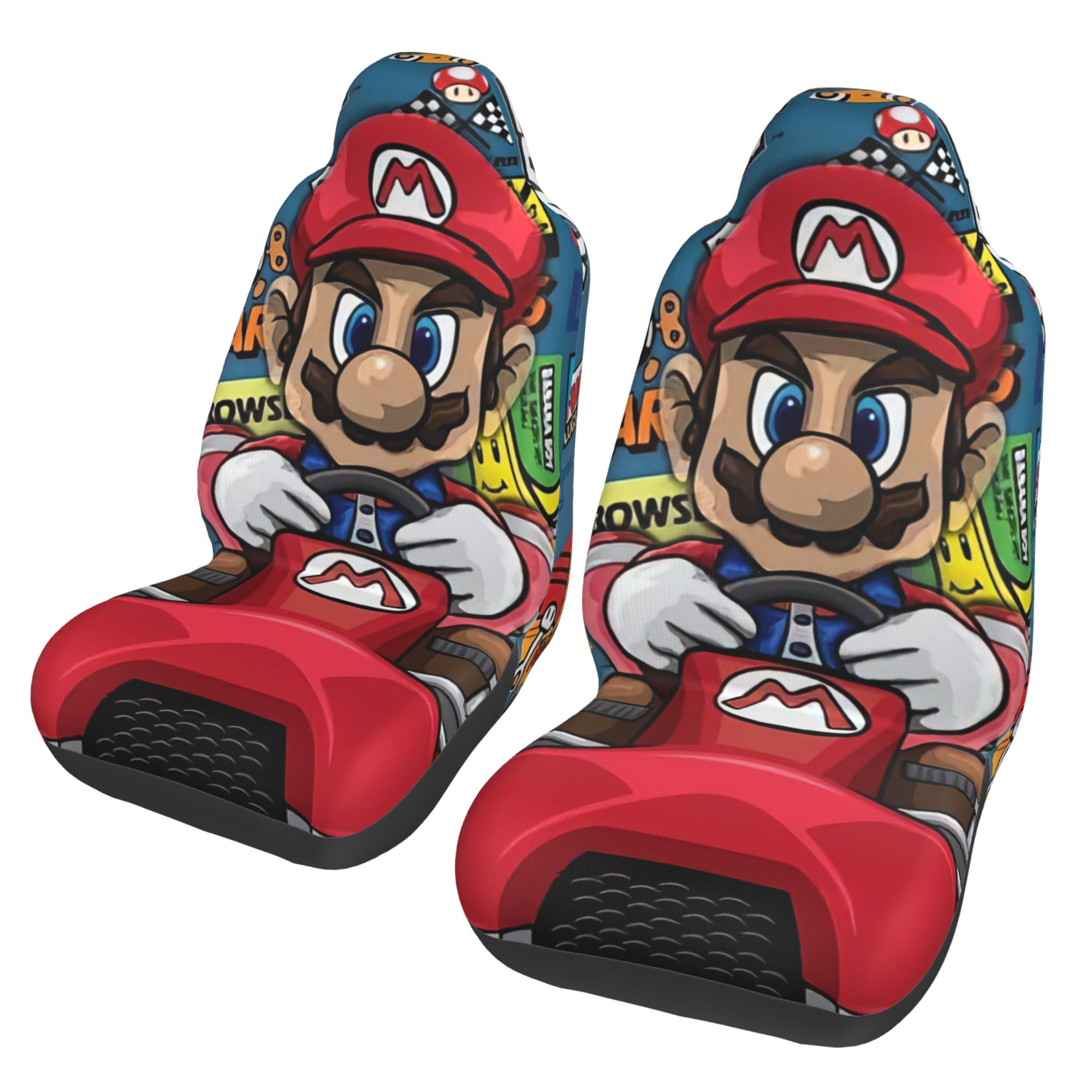 Super Mario Car Seat Covers Set of 2, Front Seat Accessories Protector ...