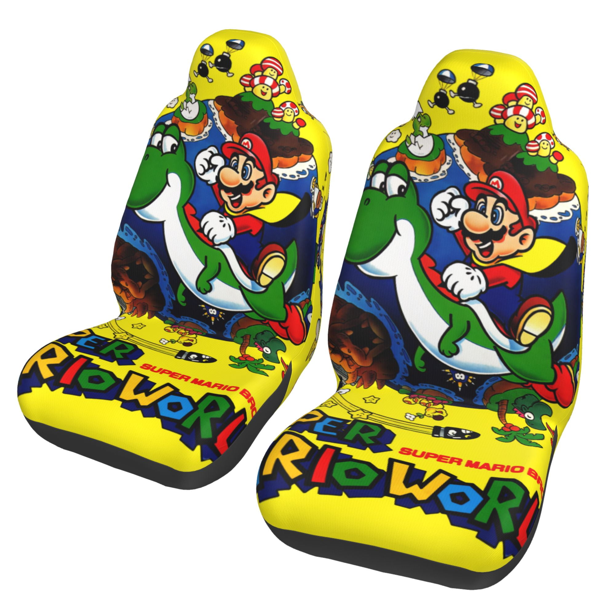 Super Mario Car Seat Covers Set of 2, Front Seat Accessories Protector ...