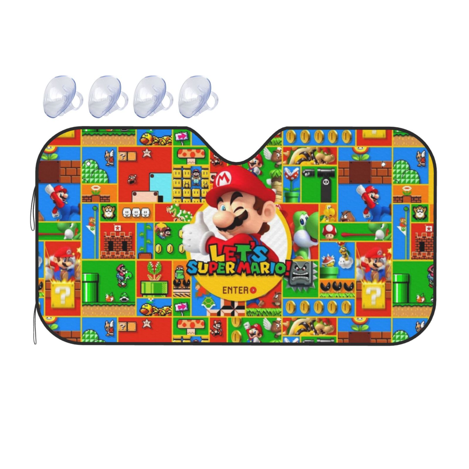 Super Mario Car Sunshade Front Windshield Sun Shades Foldable Car ...