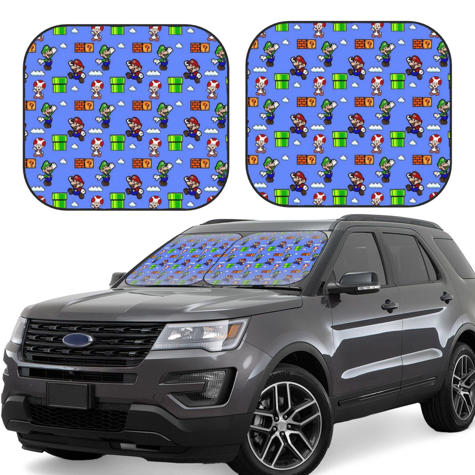 Super Mario Car Windshield Sun Shade Foldable 2-Piece Auto Front Window ...