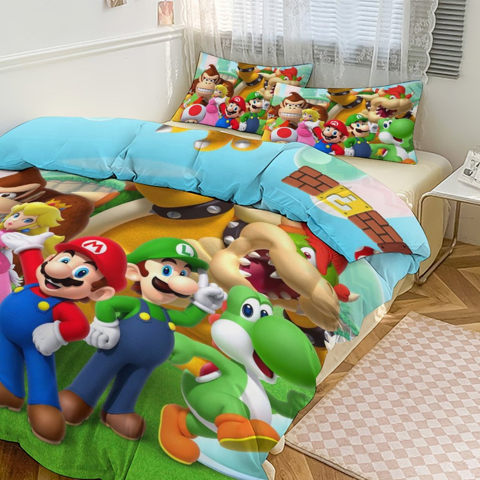 Super Mario Cartoon 3 Pieces Bedding Sets Double Sided Printed Soft ...