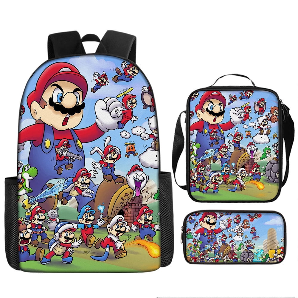 Super Mario Cartoon Anime Bag Backpack Polyester Crossbody Bag ...