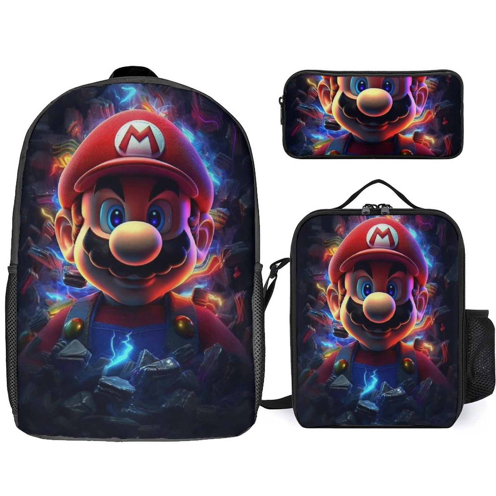 Super Mario Cartoon Anime Lunch Bag, Handbag, And Pencil Box Packaging ...