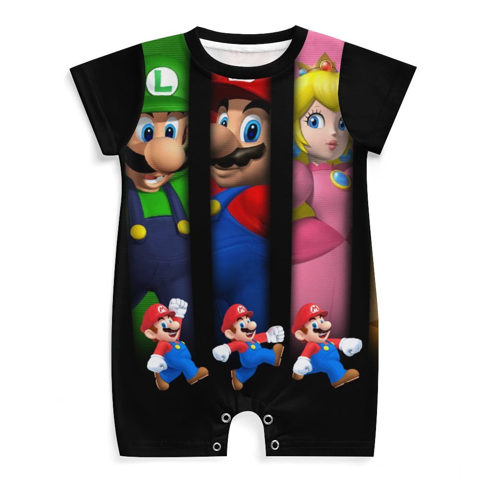 Super Mario Cartoon Baby One-Piece Rompers Short Sleeve Bodysuits ...