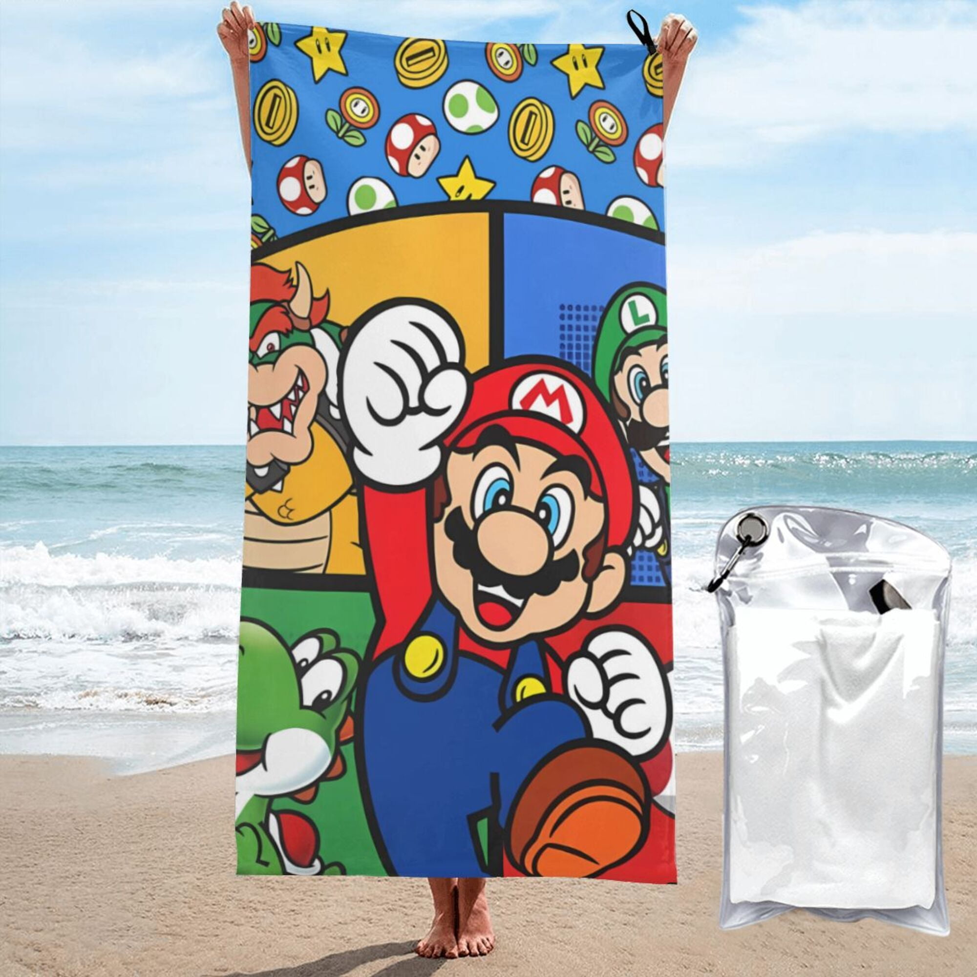 Super Mario Cartoon Beach Towel for Boys and Girls,cute Style Cartoon ...