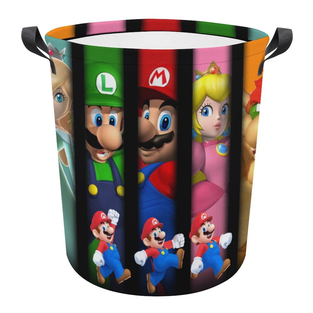 Super Mario Cartoon Circular Laundry Hamper Foldable Large Storage ...