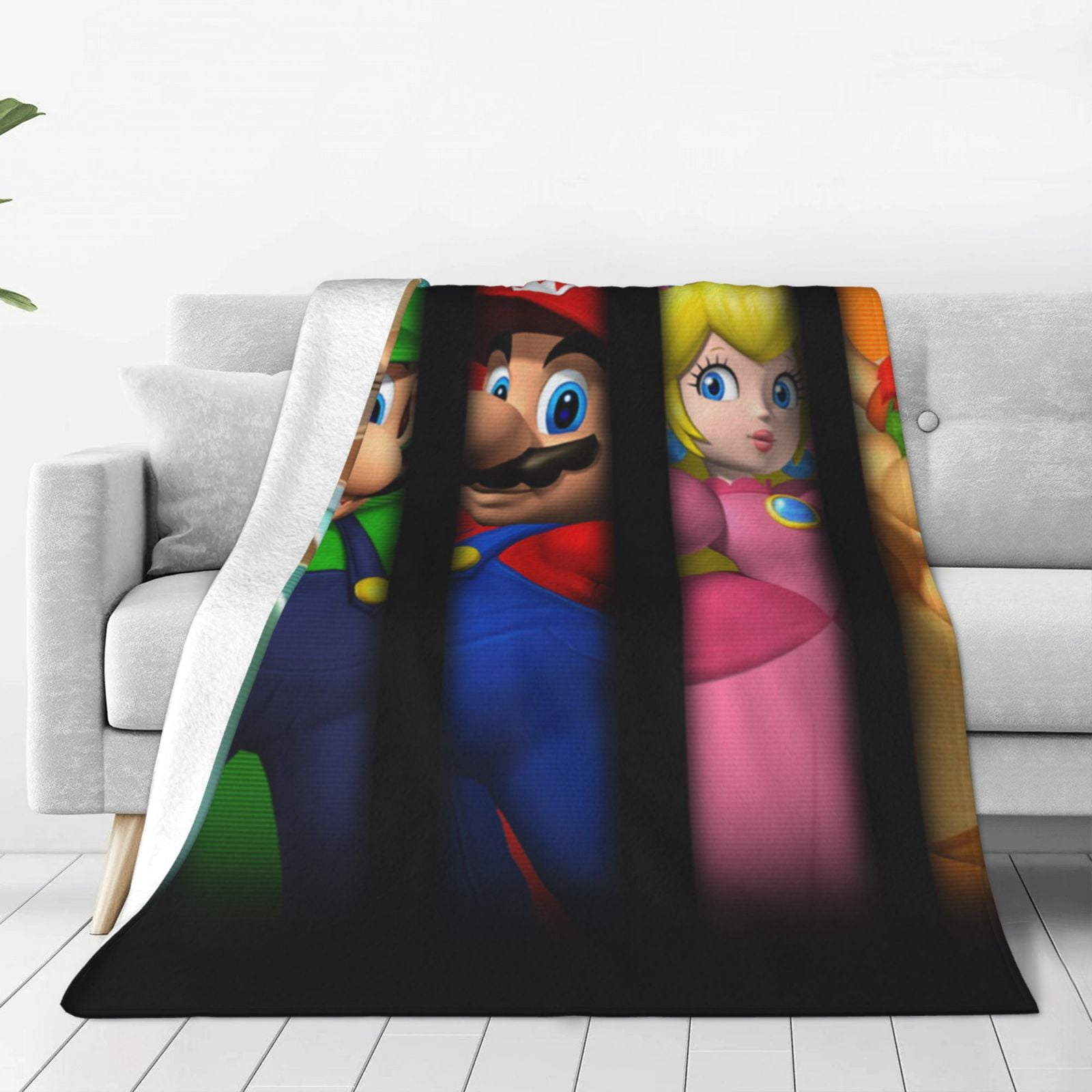 Super Mario Cartoon Flannel Blanket Cozy Ultra-Soft Micro Fleece Throw ...