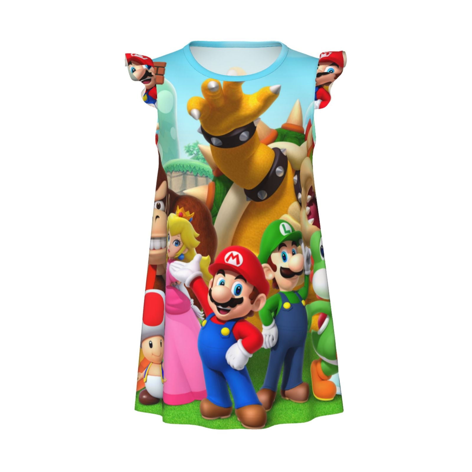 Super Mario Cartoon Girls Nightgowns Pajamas Dress Summer Soft ...