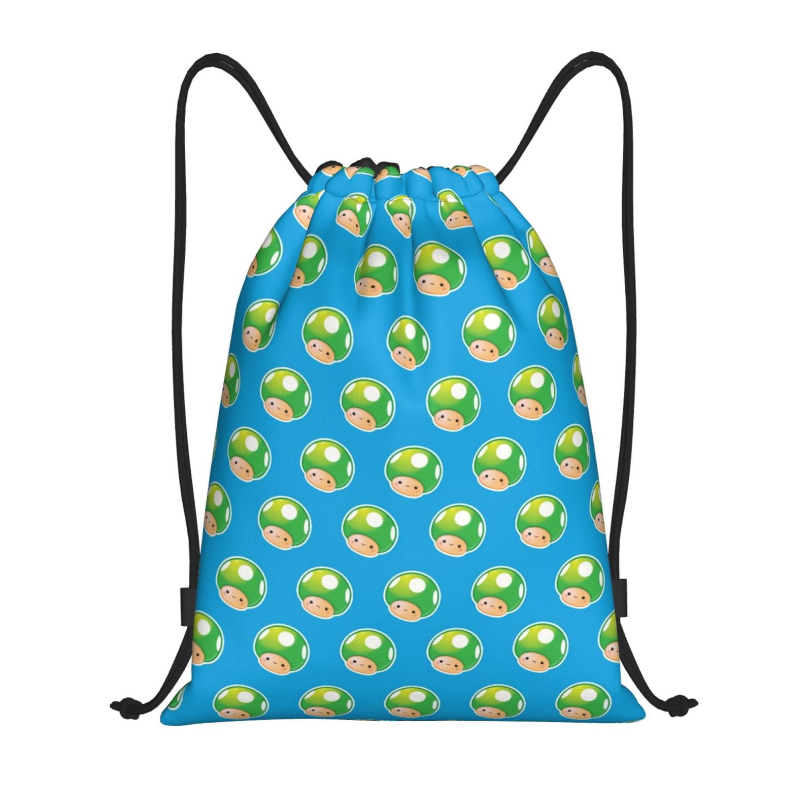 Super Mario Cartoon Green Mushroom Drawstring Backpack Drawstring Gym ...