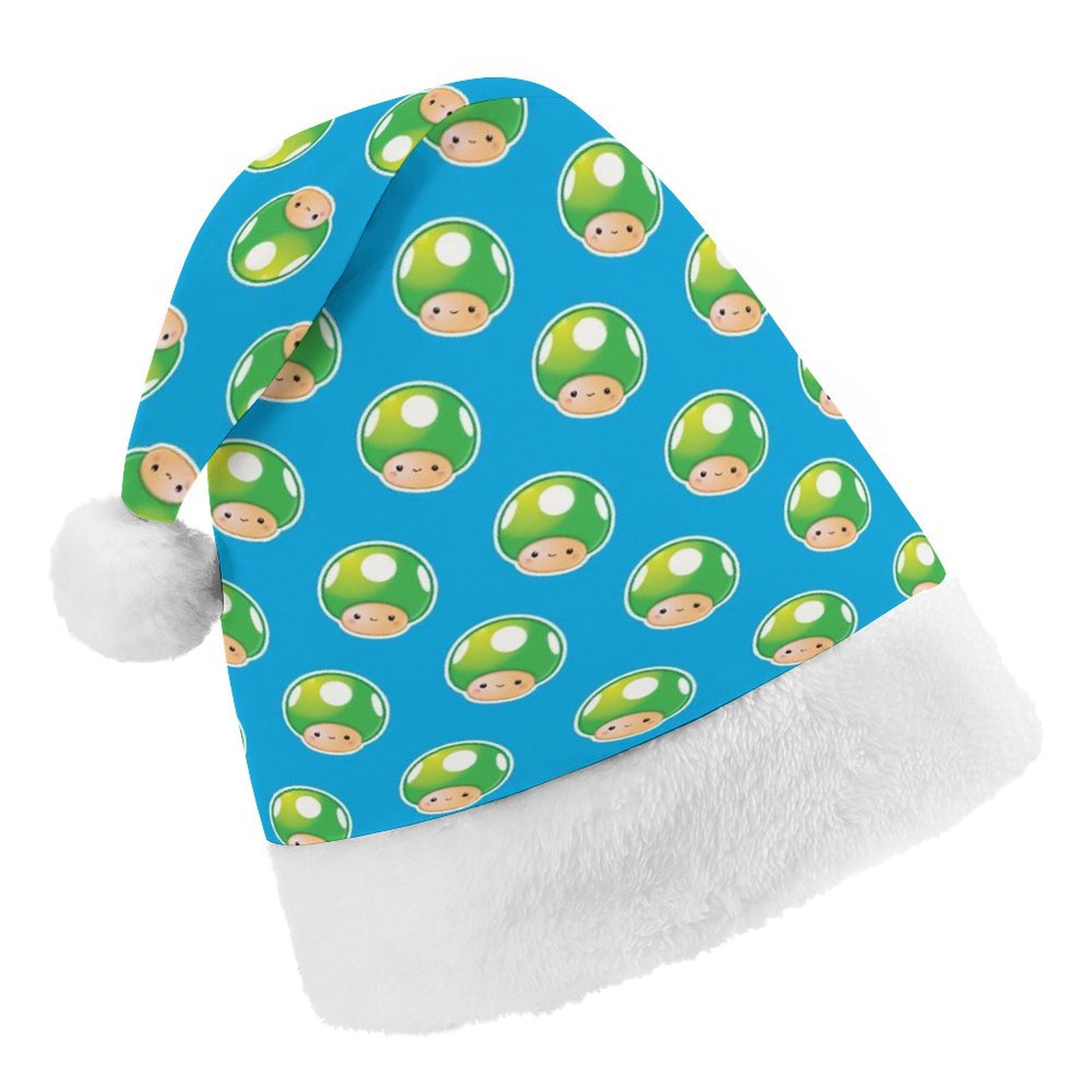Super-Mario Cartoon Green Mushroom Santa Hat,Super-Mario Cartoon Green ...