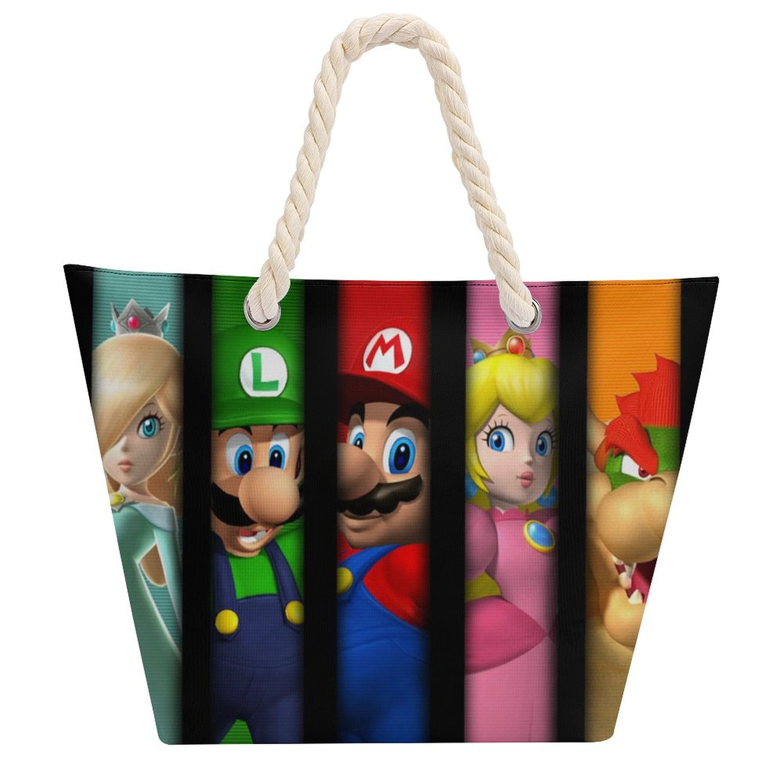 Super Mario Cartoon Hemp Rope Tote Bag Fashion Travel Shopping School ...