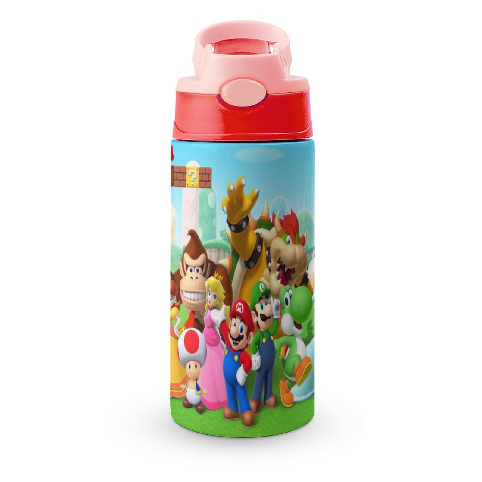 Super Mario Cartoon Kid's Insulated Water Bottle With Straw Vacuum ...