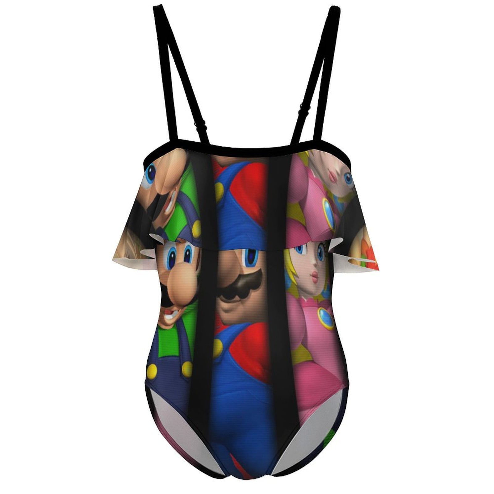 Super Mario Cartoon Kids One-piece Swimsuit Adjustable Off Shoulder ...