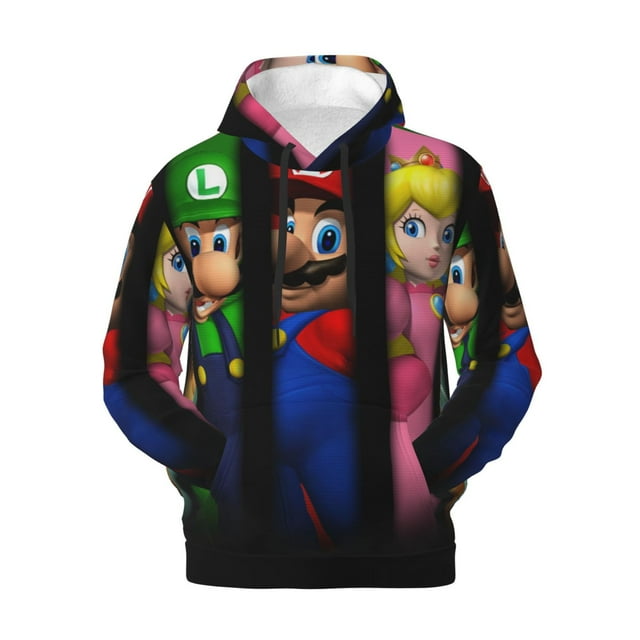 Super Mario Cartoon Men's Sweatshirt Hoodies Soft Plush Fleece Pullover ...