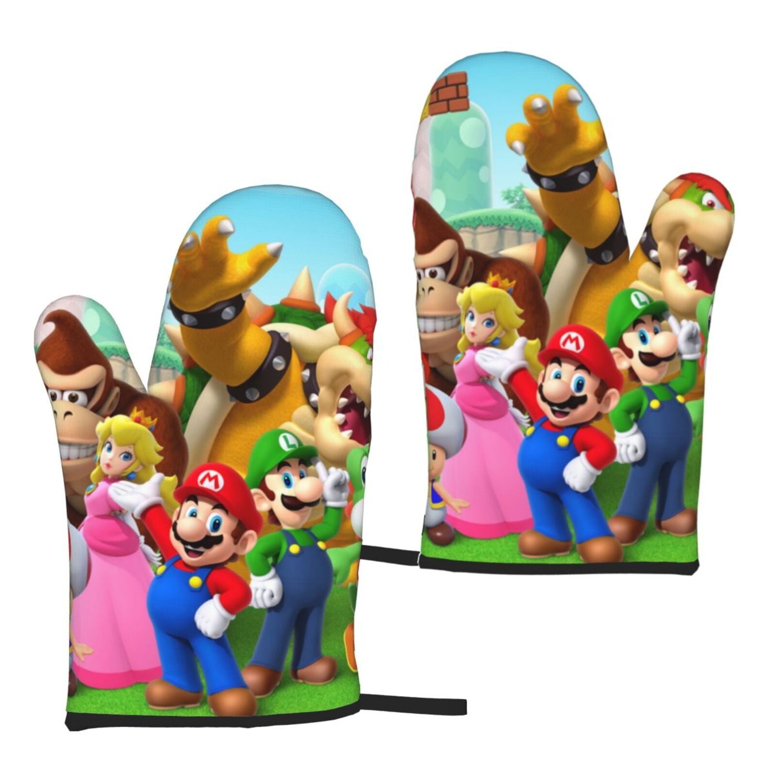 Super Mario Cartoon Microwave Gloves Heat Resistant Oven Mitts Set Of 2 ...