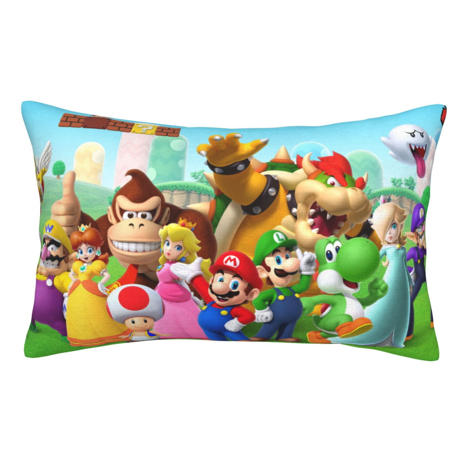Super Mario Cartoon Pillowcase Decor Cushion Pillow Covers With Hidden ...