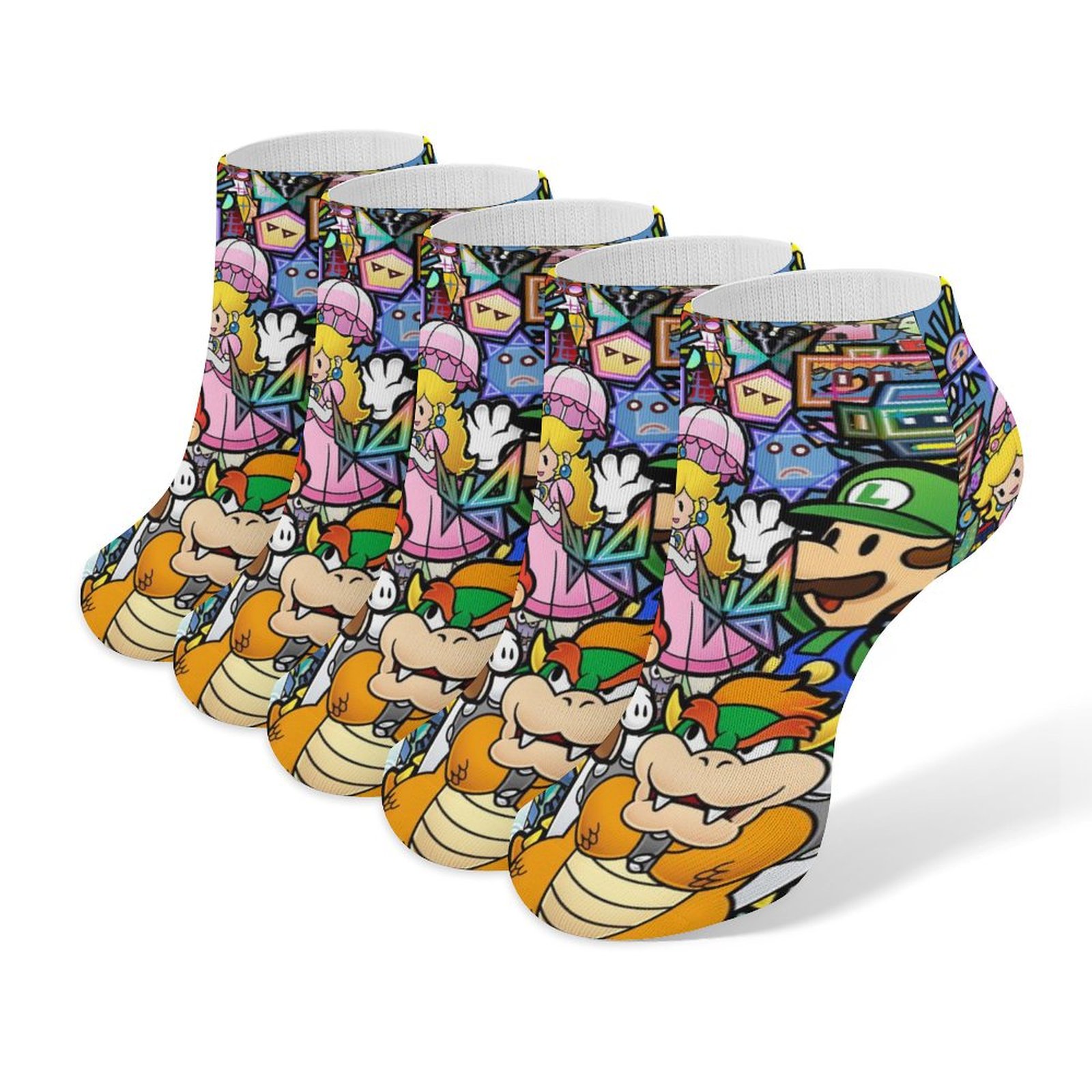 Super Mario Cartoon ankle socks 5 pairs suitable for men and women ...