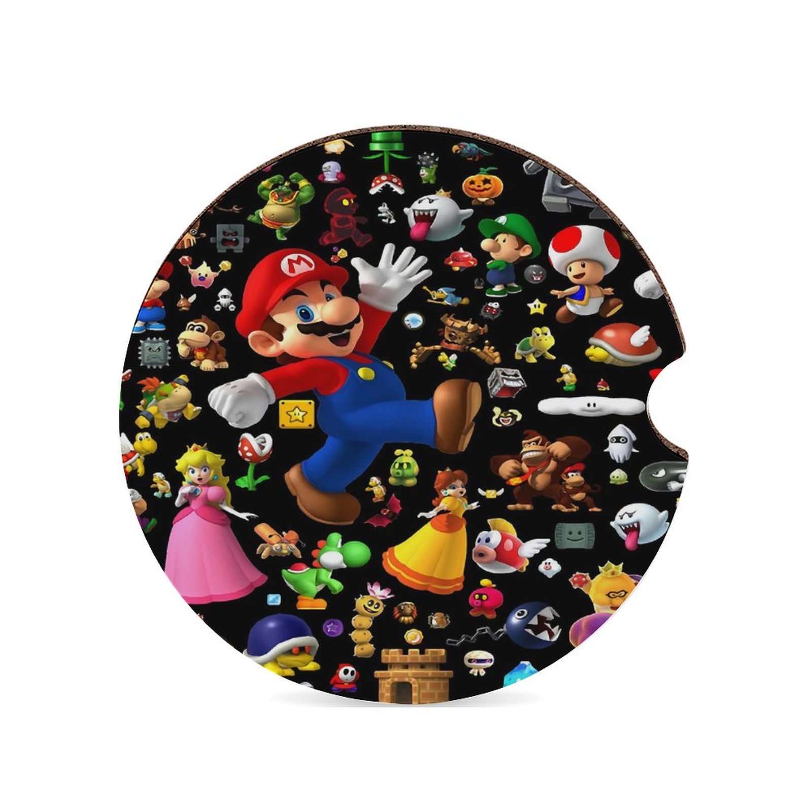 Super Mario Cartoon car coaster with finger notches and cork base car ...