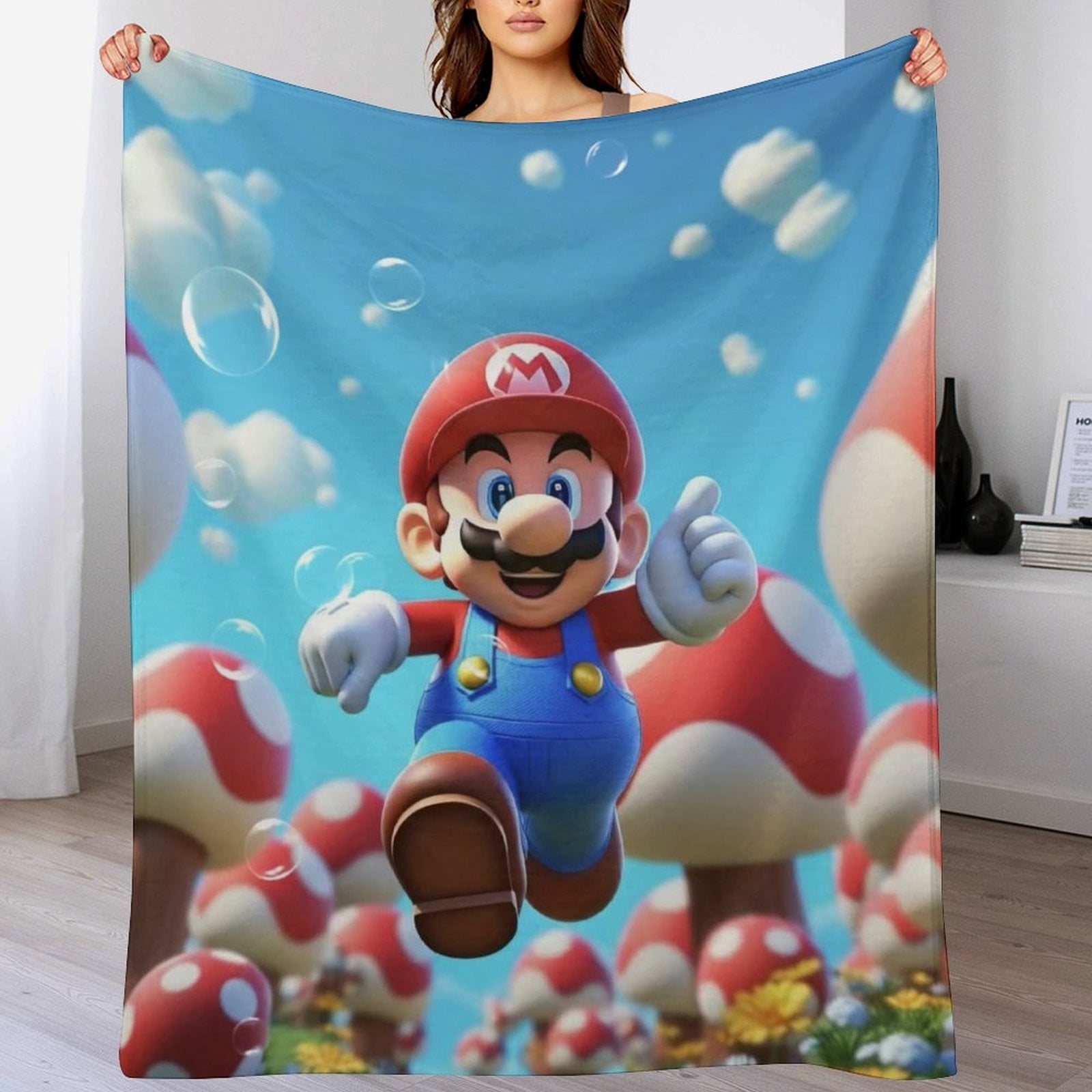 Super Mario Cartoon cute Throw blanket Soft and comfortable flannel ...